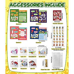 Valentines Day Gifts for Kids Classroom-28 Packs Animal Building Blocks with Kids Valentines Day Cards for School & Stickers, Class Valentines Gifts Boxes for Kids Boys Girls Party Favors Exchange