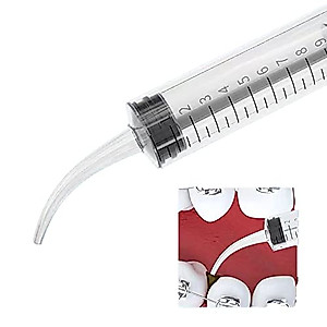 10 Pack Dental Syringes with Curved Tip Disposable Gradient Dental Irrigation Syringes for Oral Dental Care, Tonsil Stone Removal, Laboratory, Feeding Small Pets Curved Measurable