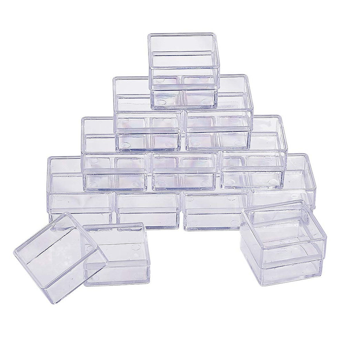 BENECREAT 16 Pack Square High Transparency Plastic Bead Storage Containers Box Case for beauty supplies,Tiny Bead,Jewerlry Findings, and Other Small Items - 1.18x1.18x0.86 Inches