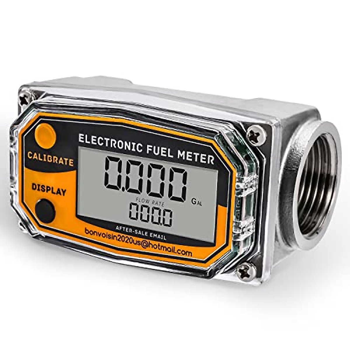 Bonvoisin Turbine Flow Meter 1" FNPT Inlet/Outlet Fuel Flowmeter ±1% Accuracy LCD Display Flow Meter for Diesel Kerosene Gasoline 2-26.4 GPM /9-100 LPM(Batteries are not Included)