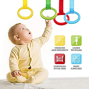 NUOBESTY Baby Crib Pull Ring Walking Assistant Pull Up Ring Bed Stand Up Rings for Kids Walking Training Tool,4pcs