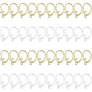 Framendino, 40 Pack 2 Colors Earring Hooks French Earring Hooks Ear Wire with Loops for Earring Dangle Jewelry Findings
