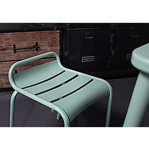 Lisuden Set of 2 Indoor-Outdoor Metal Dining Chairs, Patio Bistro Chair, Lower-Back Cafe Chairs with 18" Seat Height (Pea Green)