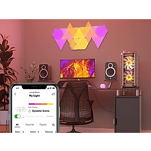Nanoleaf Shapes WiFi and Thread Smart RGBW 16M+ Color LED Dimmable Gaming and Home Decor Wall Lights Expansion Pack (Mini Triangles (10 Pack))
