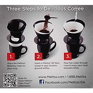 Melitta Filter Coffee Maker, Single Cup Pour-Over Brewer, Black, 1 Count