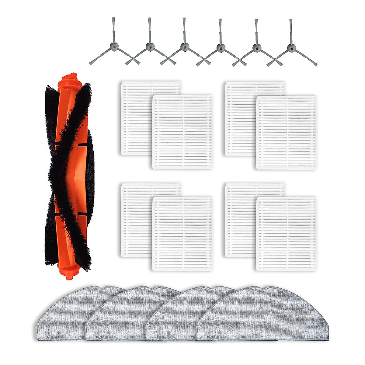 Piegricdiat Robot Vacuum Replacement Parts Fit for Lubluelu L20 Robot Vacuum and Mop Combo, Brush Roll& Mop Pad& Filter Kit (19PC-Brush ROLL&Filter&MOP&Sweep)