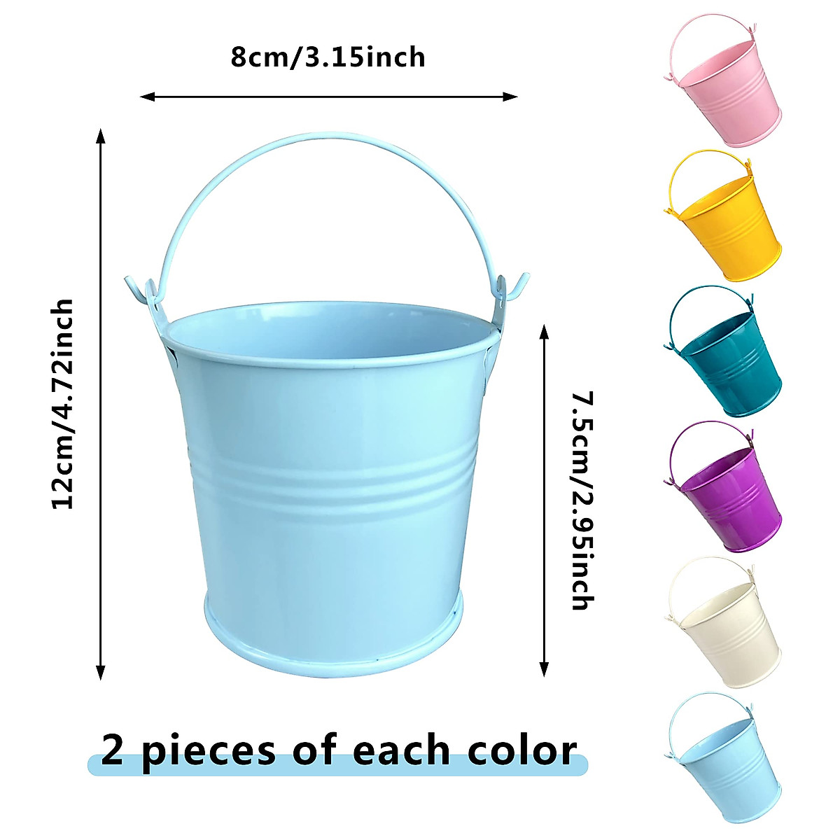 12 Pack Mini Metal Buckets Small Metal Pail Tinplate Tin Pails Containers with Handles for Party Favors and Garden Decorations
