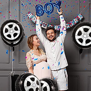 6 Pcs Wheel tire Balloons 18 Inch Race Car Balloons Race Car Party Decorations Car Foil Balloons Large Car Birthday Party Supplies Car Theme Party Decorations Black White