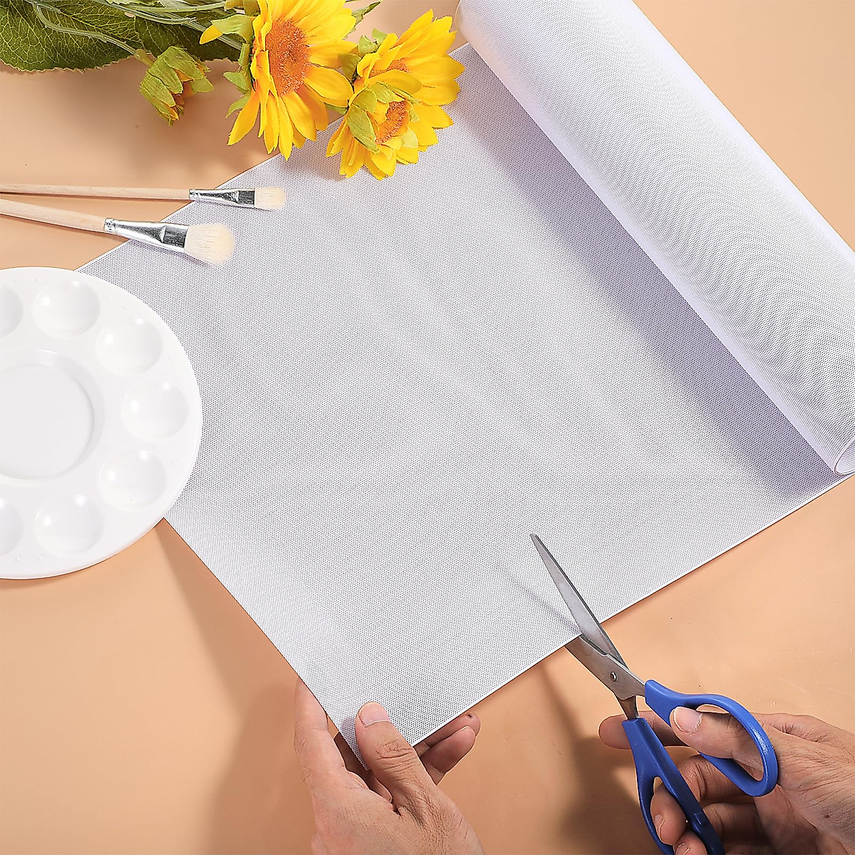 Fursuit Eye Mesh Waterproof Plastic Mesh Canvas Sheet 0.2mm Thick White Printable PVC Mesh for Mask Eyes Furries Cosplay Props Sculpting Fursuits Decor Craft Making 30cmx1m Hole 0.5mm