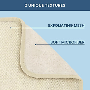 S&T INC. Exfoliating Washcloths, Dual Sided for Face and Body Scrub Towel, 9.9 Inch x 9.9 Inch, Cream, 3 Pack