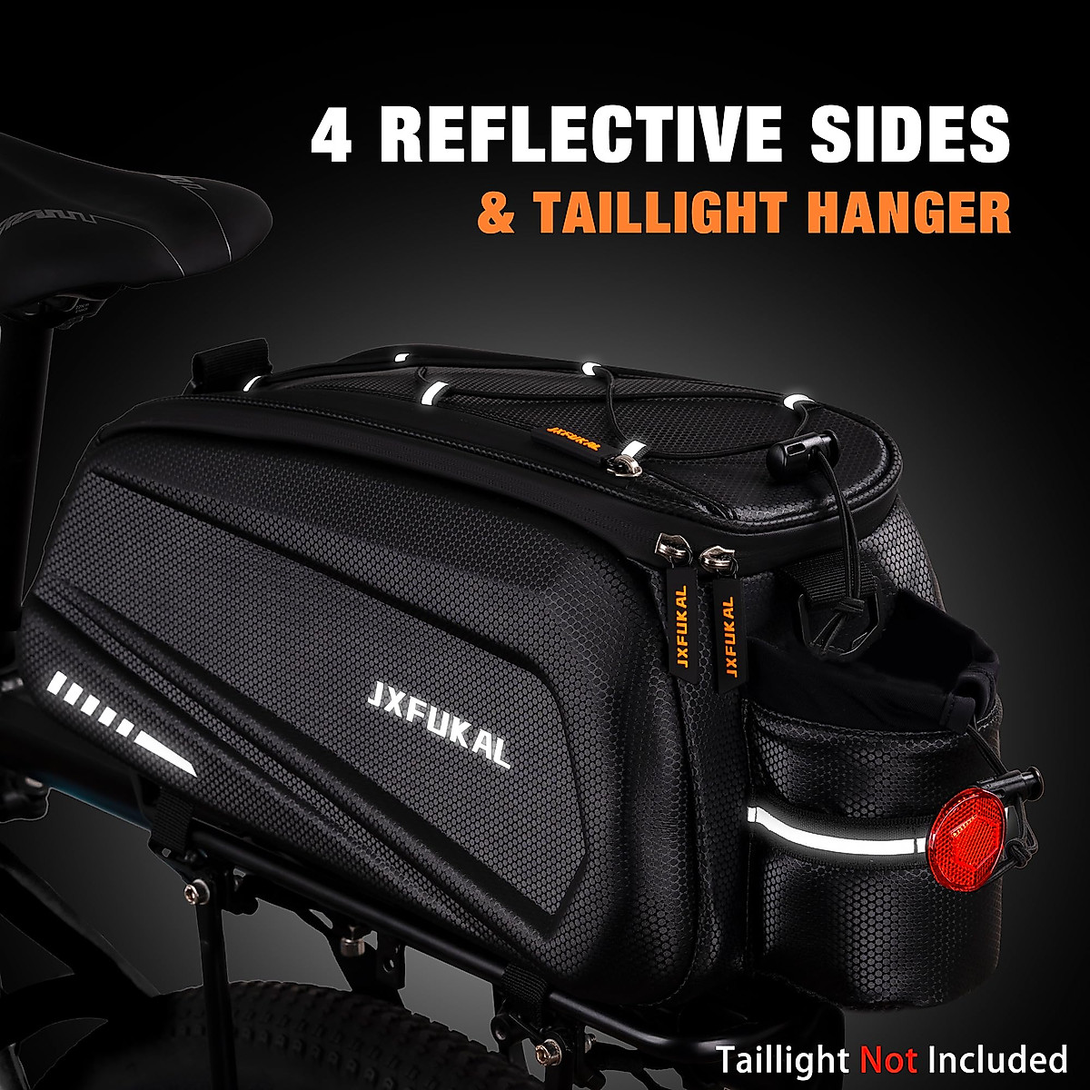 JXFUKAL Bike Bags for Bicycle Rear rack - 9.5L/17L/40L Hard Shell Waterproof Bike Ebike Trunk Pannier Saddle Seat Bag Carrier with Reflector, Rain Cover & Shoulder Strap for Commuter Travel Outdoor