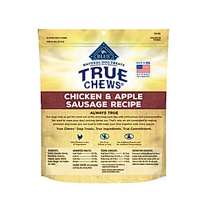 Blue Buffalo True Chews Dog Treats, Made in the USA with Natural Ingredients, Chicken and Apple Sausage Recipe, 12-oz Bag
