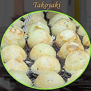 La Cuisine Pancake Pan Poffertjes Takoyaki Aebleskiver Ebelskiver Pan – Cast Iron with Porcelain Enamel Coating. Compatible with all cook tops including Induction Stove.
