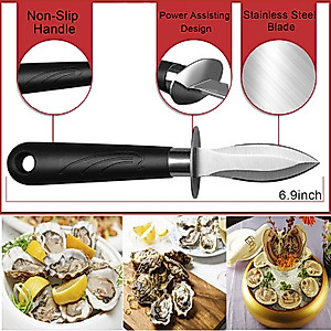 WENDOM 6PCS Oyster Knife with Non-Slip Grip Handle Oyster Shucking Knife Opener Set Clam and Shell Tool Party Supply