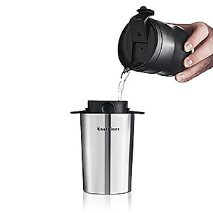 ChefGiant Portable Coffee maker | Single Serve Electric Burr Coffee Grinder and Pour Over Maker | Rechargeable with Stainless Steel Insulated Mug | Great For Travel