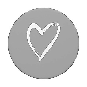Cute Hand Drawn Minimalist White Heart on Grey PopSockets Swappable PopGrip