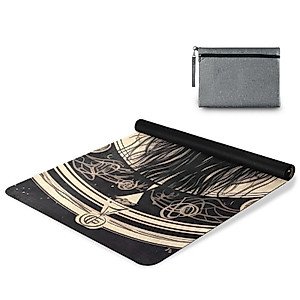 GOODOLD Goat Symbol Yoga Mat, 71 x 26 Inch Non-slip Yoga Mats Folding Travel Exercise Mat Indoor Outdoor Gym Pilates with Storage Bag for Women Men