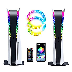 IMOFEE RGB LED Light Strip for PS5 Console Playstation 5 Accessories, Music Sync with 8 Colors 400+ Lighting Effects, DIY Decoration for PS5 Assecories Control Methods(USB/APP/IR Remote)