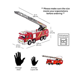Fire Truck Toy Rescue with Shooting Water, Lights and Sirens Sounds, Extending Ladder and Water Pump Hose to Shoot Water, Bump and Go Action by Vokodo