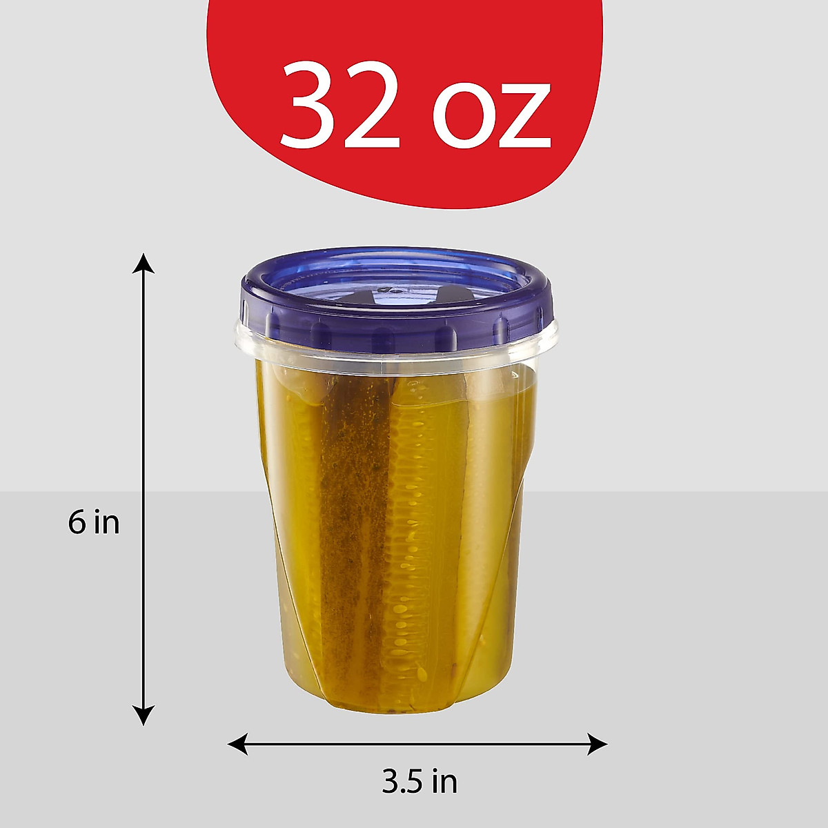 PLASTICPRO 6 Pack Twist Cap Food Storage Containers with Blue Screw on Lid- 32 oz Reusable Meal Prep Containers - Freezer and Microwave Safe Blue Plastic Food Storage