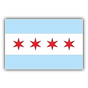 DG Graphics Chicago Flag Art Decor 5'' x 3'' Magnet Vinyl Magnetic Sheet for Lockers, Cars, Signs, Refrigerator