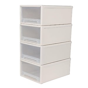 Aninhao 4 Packs 18 Quart Stackable Plastic Storage Drawers for Organizing