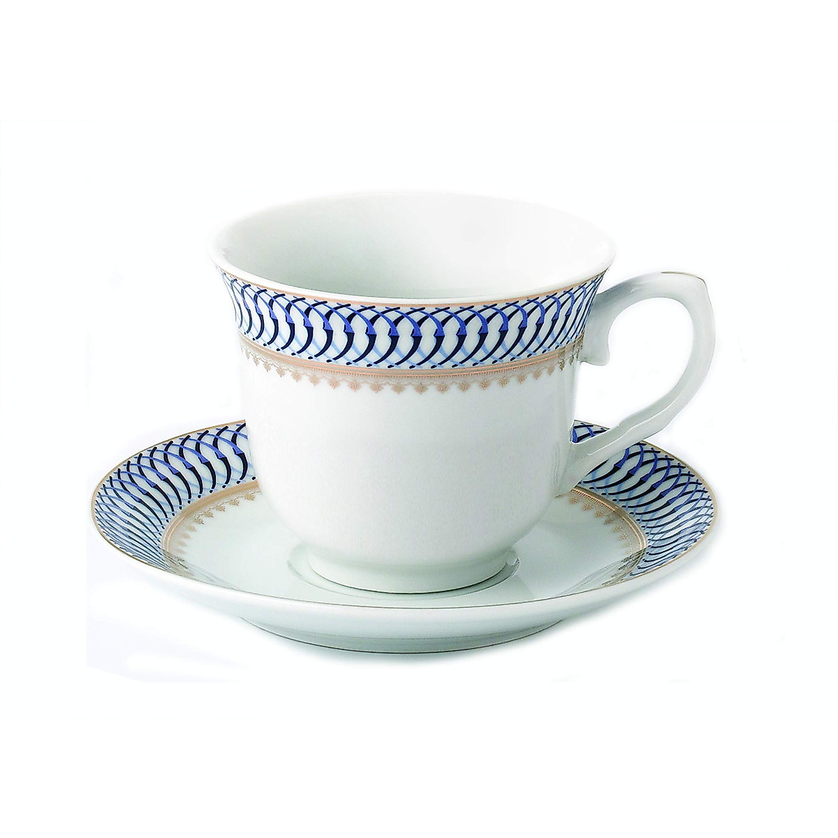 Lorren Home Trends Sapphire-4 Cups and Saucers, One Size, Blue
