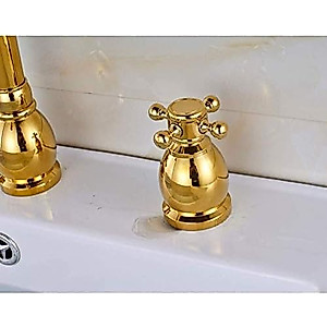 SGeneE Kitchen Taps Kitchen Tap Faucet Widely Used Basin Faucet Double Handle Sink Mixer Tap Bathtub Sink Mixer Faucet Deck Mounted 3 Holes Hot Cold Faucet