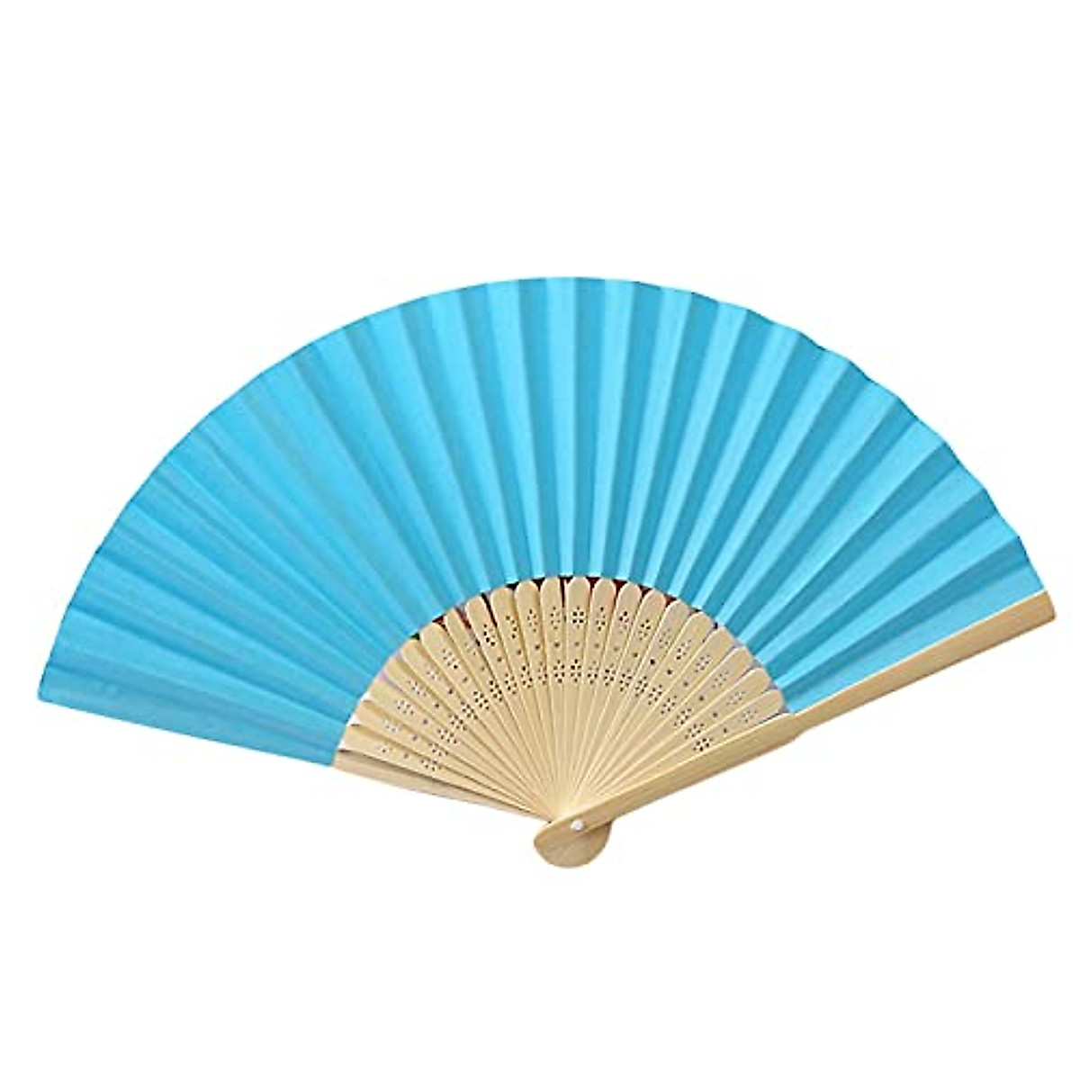 ONILA Folding Hand Fan Hand Held Fan Folding Paper Fan Summer Pattern Folding Dance Wedding Party Lace Silk Folding Hand Held Solid Color Fan Handheld Fans (Color : Blue)