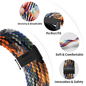 20mm Sport Loop Band Compatible with Samsung Galaxy Watch 7 6 5 4 Band 40mm 44mm/Watch 5 Pro 45mm/Galaxy Watch 4 6 Classic Band 42mm 46mm 43mm 47mm/Watch 3 41mm/Active 2 Nylon Braided Strap Women Men