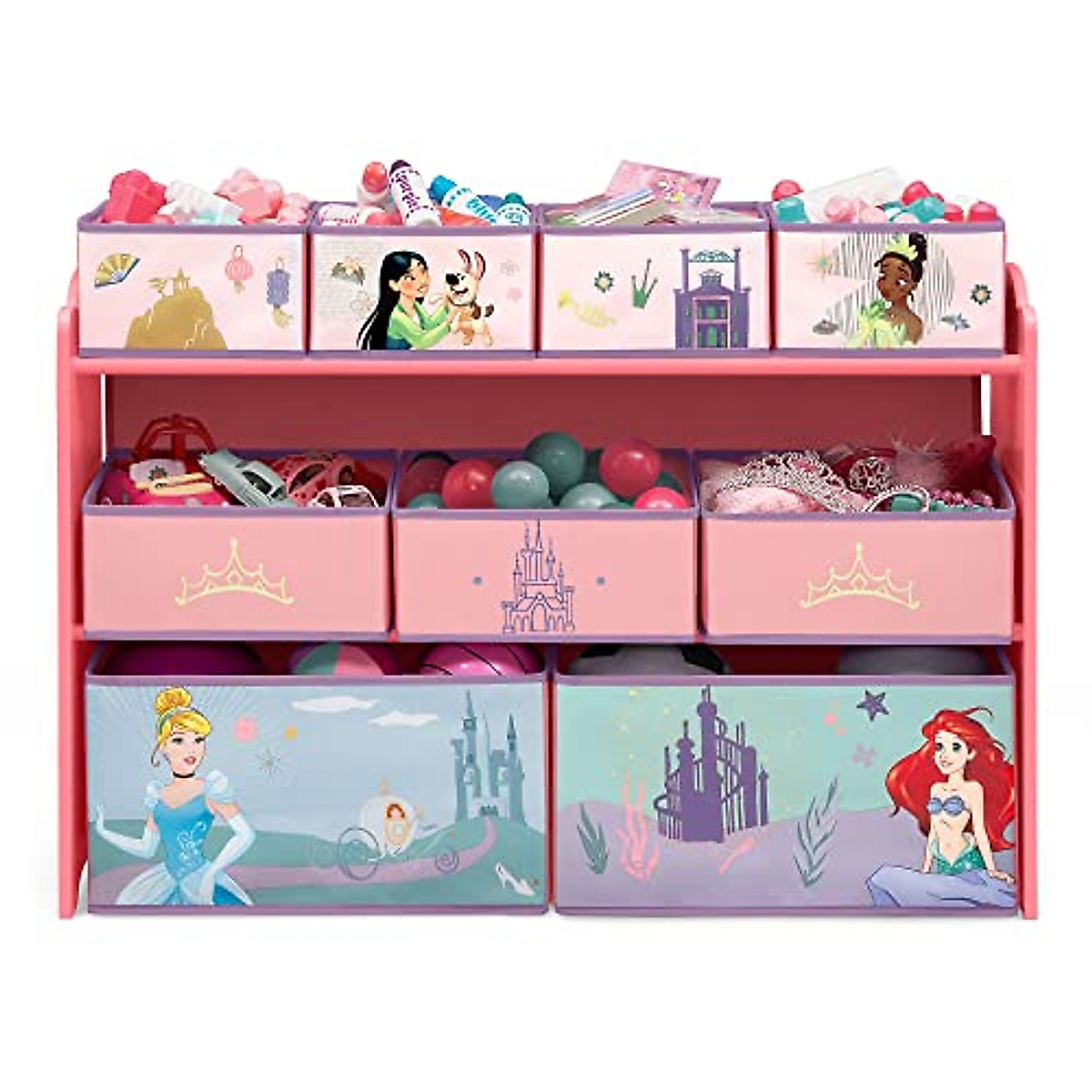 Delta Children Disney Princess Deluxe 9 Bin Design and Store Toy Organizer, Greenguard Gold Certified