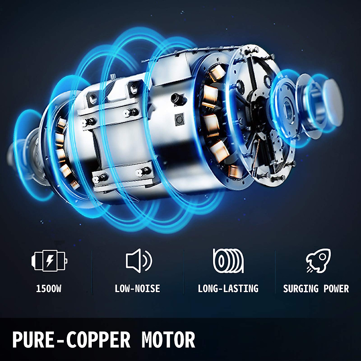 VEVOR 110V Commercial Smoothie Blenders 1.5L/50.7oz 1500W Countertop Silent Blender with Sound Shield, Quiet Blender Self-Cleaning, Includes Multifunctional 2-in-1 Wet Dry Blades, Black