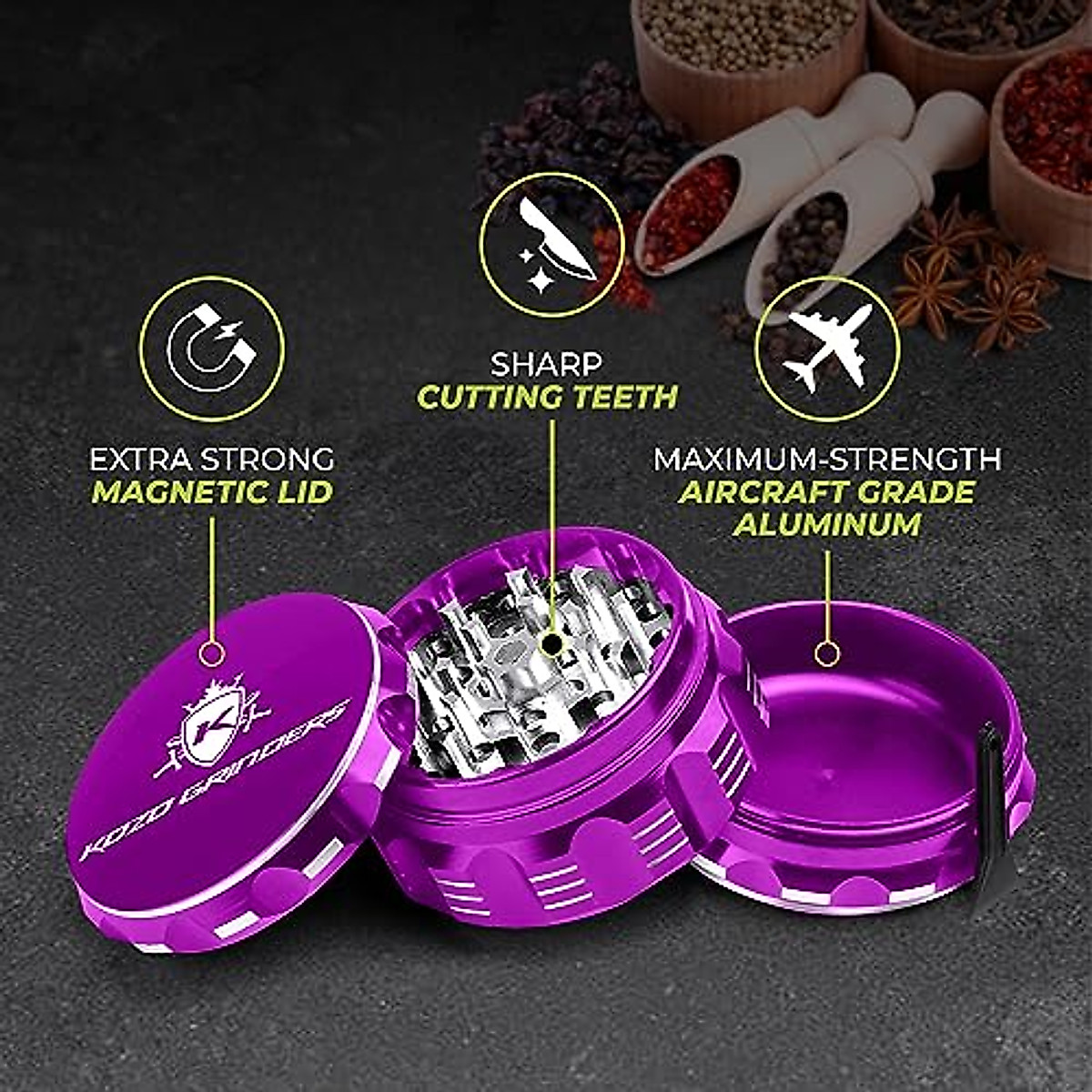 Kozo Spice Grinder (2.5",Purple)