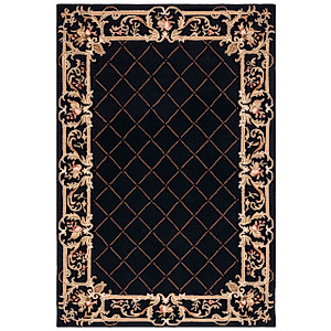 SAFAVIEH Chelsea Collection Area Rug - 6' x 9', Black, Hand-Hooked French Country Wool, Ideal for High Traffic Areas in Living Room, Bedroom (HK333B)