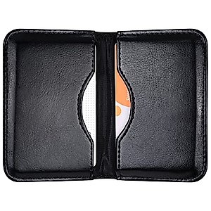 Wisdompro Business Card Holder, 2-Sided PU Leather Folio Pocket Slim Name Card Wallet Case with Magnetic Shut for Men and Women - Black