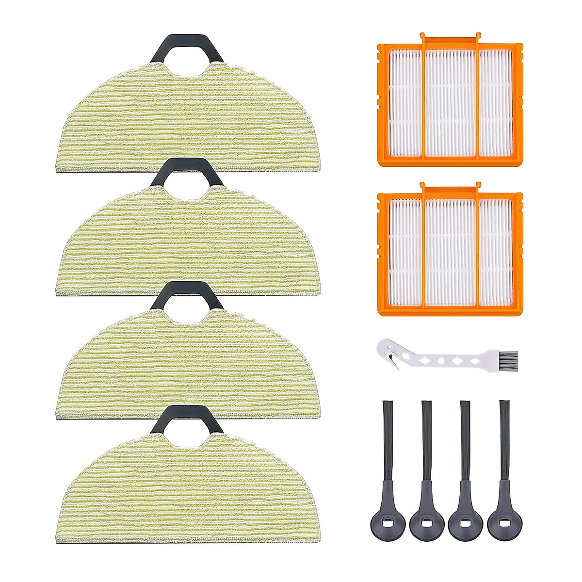 JYAILIFIS RV2610WA Vacuum Mop Replacement Pads Compatible with Shark RV2610WA RV2620WA RV2410WD AV2610WA AI Ultra 2- in-1 Robot Vacuum, 4 Mop Pads, 2 Filters, 4 Side Brushe