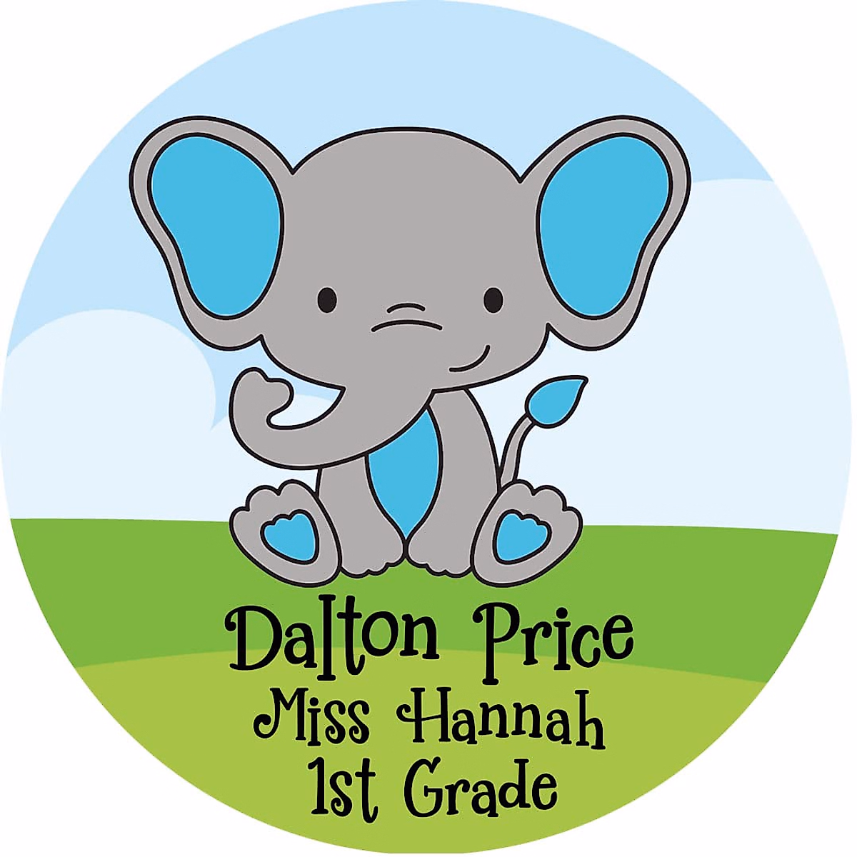 Personalized Blue Elephant Diaper Bag Tag - Children's Nursery or Daycare Diaper Tote Backpack Identifier Tag with Custom Name
