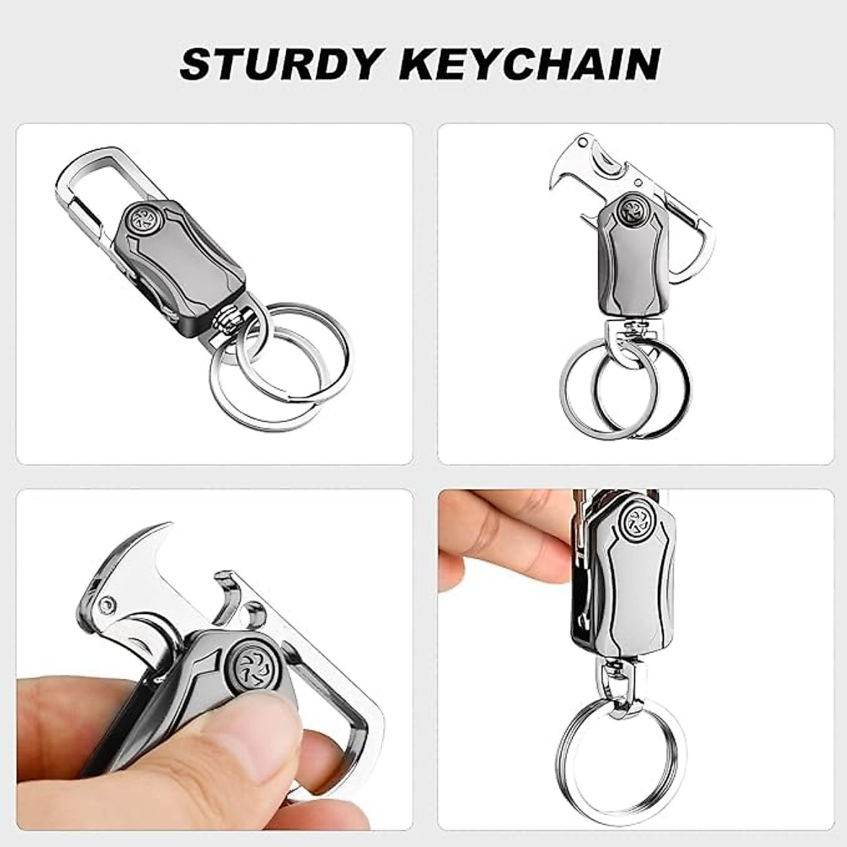 LYASILGC KeyChain for Men, Bottle Opener Keyrings, Keychain Fidget Spinner Knife, Car Key Chains Men's Key Rings Phone Holder