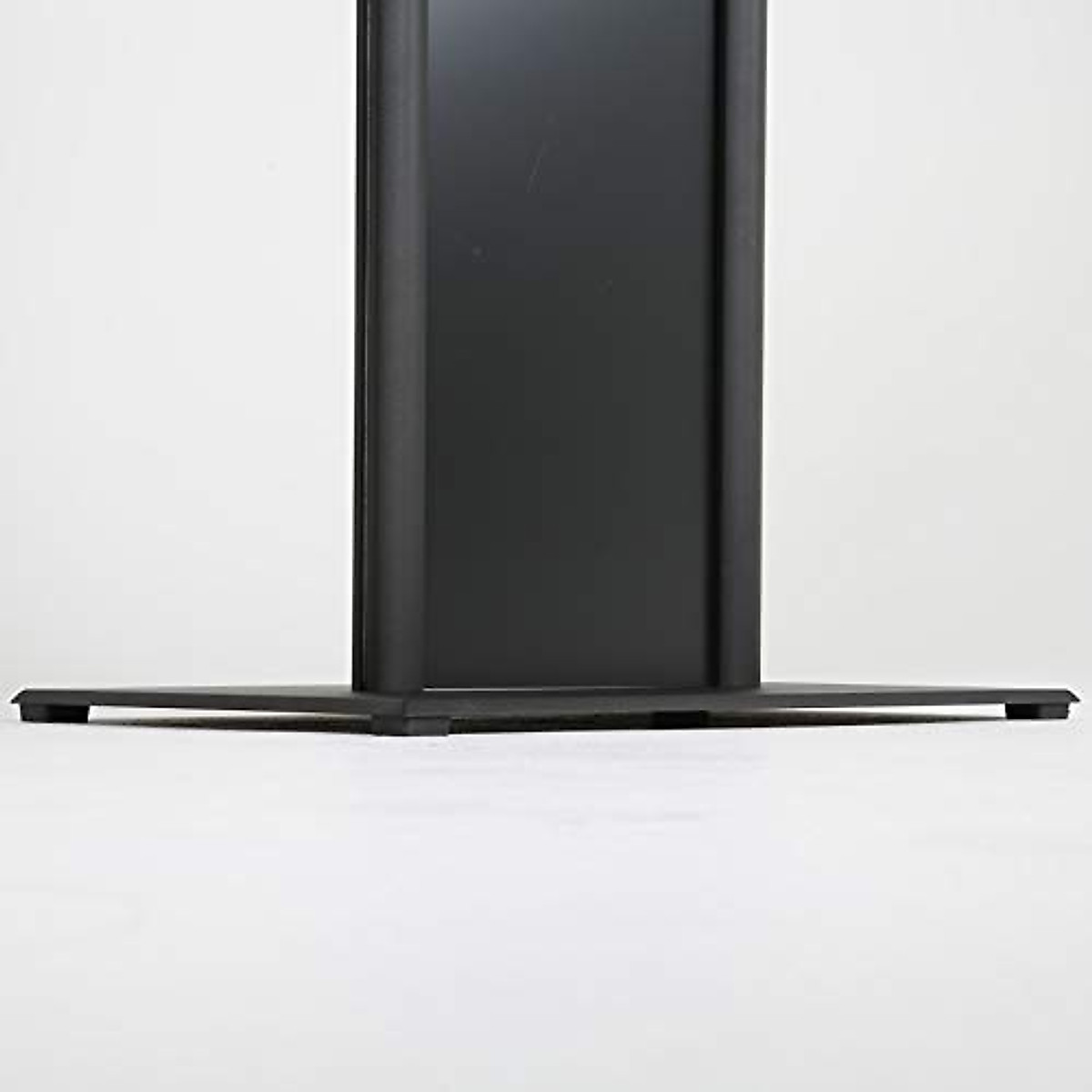 M&T Displays Tempered Clear Glass Podium with Aluminum Front Panel Black Aluminum Body and Base 43.9 Inch Height Floor Standing Lectern Pulpit Desk