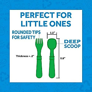 Re-Play Made in USA Toddler Forks and Spoons, Pack of 8 Without Carrying Case - 4 Kids Forks with Rounded Tips and 4 Deep Scoop Toddler Spoons - 0.2" Thick Toddler Utensils, Easter
