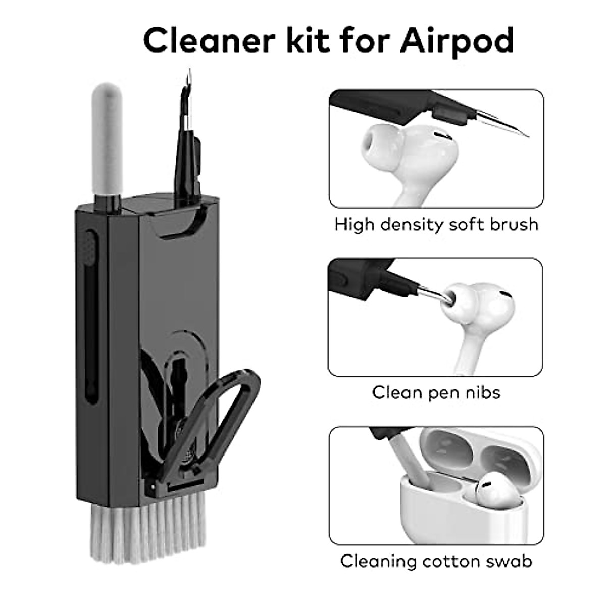 8 in 1 Electronic Cleaning kit - Keyboard Cleaner, Keyboard Cleaning Kit, Laptop Cleaner, Laptop Cleaning Kit, Electronic Cleaner Kit for Airpods Pro/Laptop/Phone(Give Away a Flannel Cloth) Black