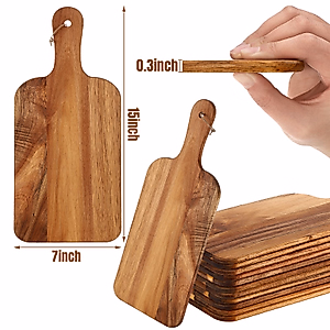 12 Packs Cutting Board Set Plain Chopping Board with Handles Large Serving Board Wooden Kitchen Cutting Board Bulk for Vegetables Meat Pizza Cheese Fruit Bread (15 x 7 Inch, Acacia Wood)