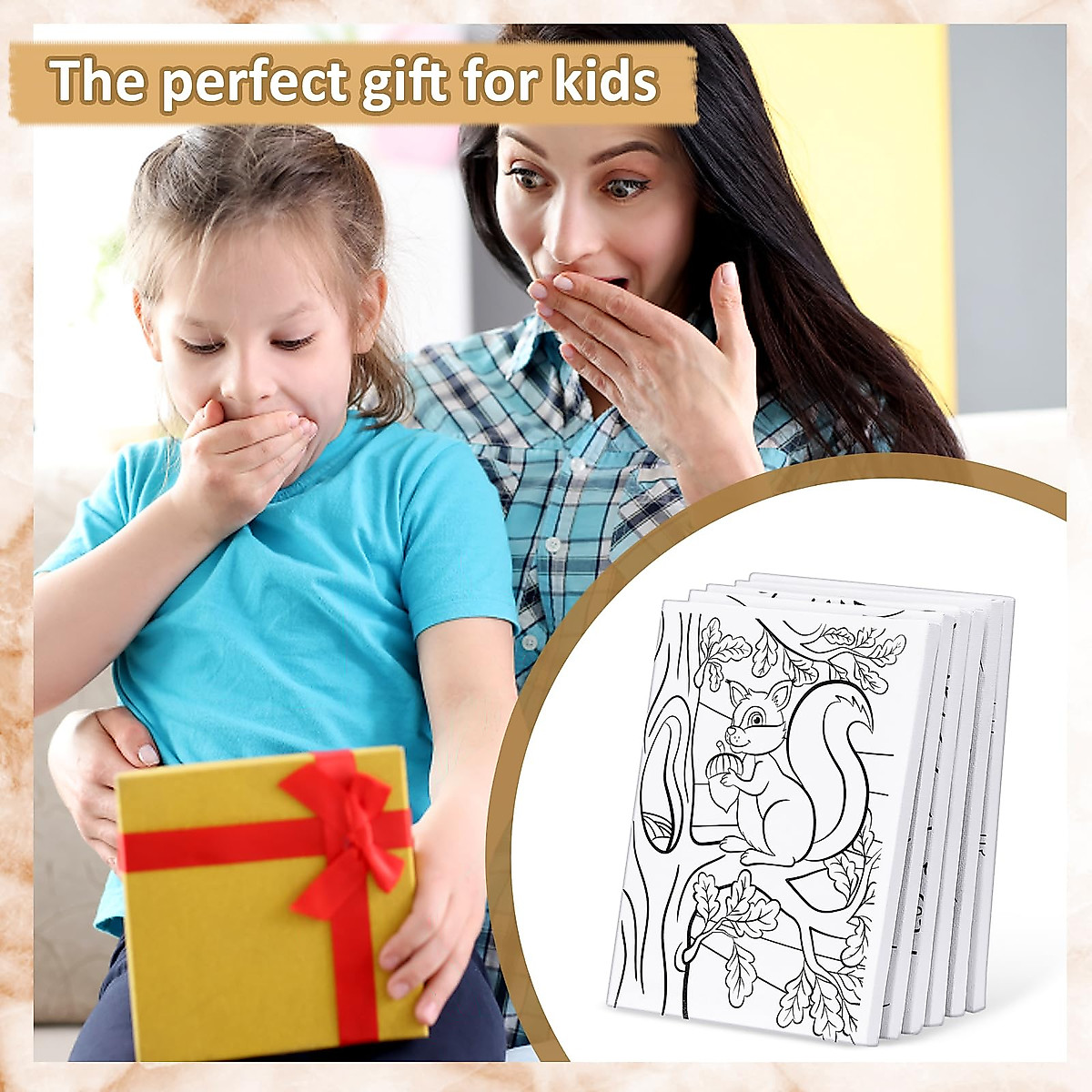 Thenshop 48 Pcs Animal Pre Drawn Canvas 5 x 7 Inch Painting Art Set Pre Stenciled Art Show Display Panels Outline Painting Canvas Bulk for Home School Kids Adults Beginners Student Party Gifts