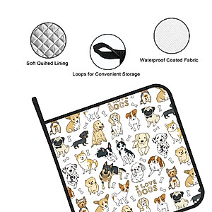Cute Dogs Pot Holders Set of 2 Kitchen Heat Resistant Potholder for Microwave Cooking Baking Oven End Dishes and BBQ