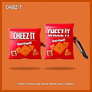 NQ Airpod Case, Cute 3D Funny CHEEZ IT Snickers Cartoon Soft Silicone Cover, Kawaii Cool Keychain Design Skin, for Girls Children and Boys Airpod Case (KANSDF2CHEEZ IT Potato Chips)