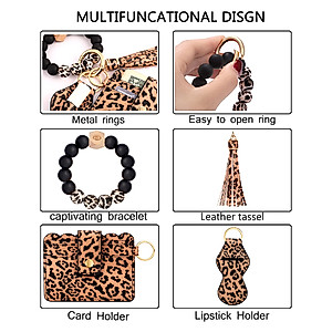 BVGA Wristlet Keychain Bracelet Wallet, Silicone Bead keyring Bangle for Women