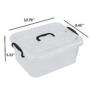 EudokkyNA 8 Liter Plastic Storage Box with Handle, 2-Pack Clear Storage Bin