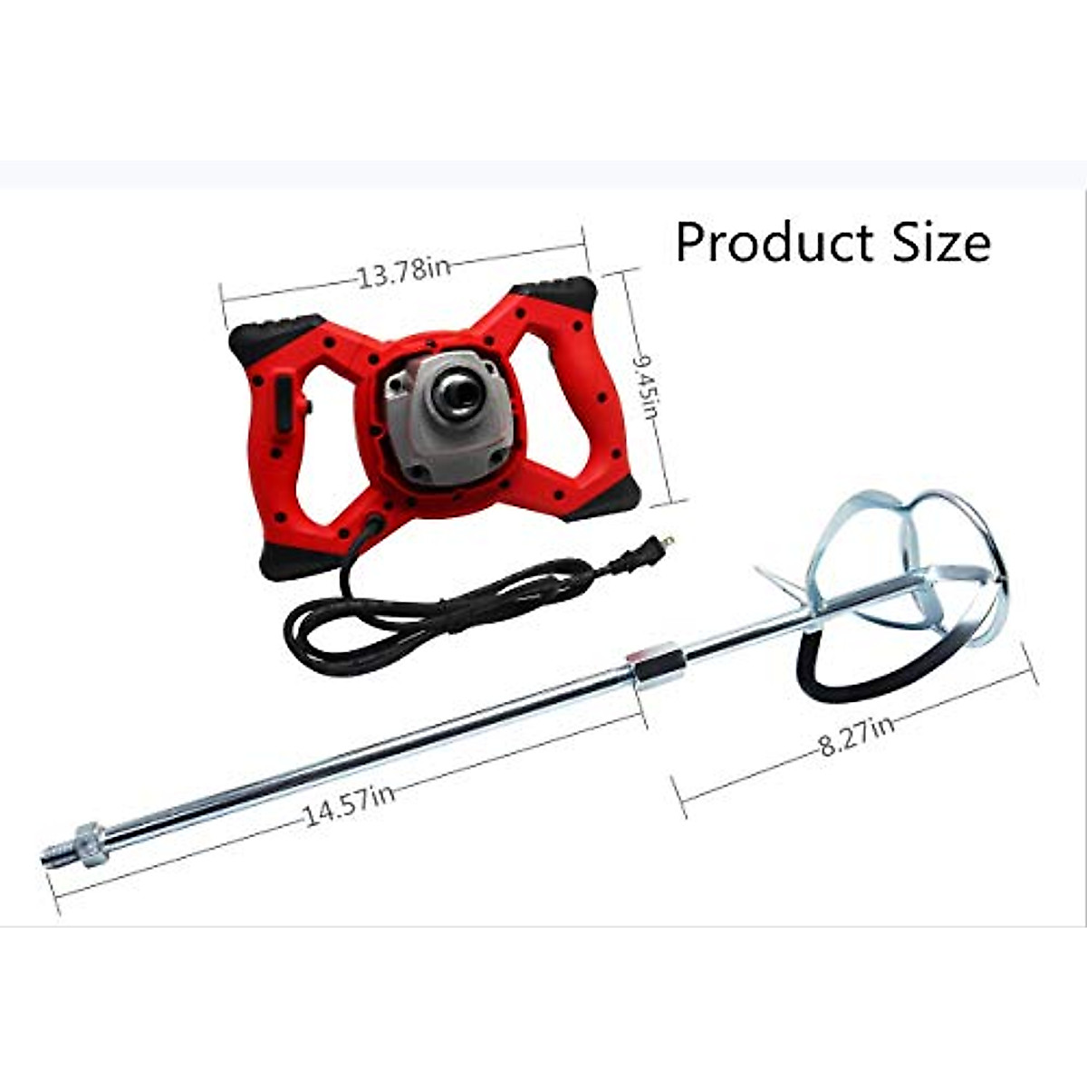 2100W Electric Portable Cement Mixer, Used for Mixing Cement Slurry, Mortar, Paint Coating, 6-Speed Adjustment Function, Hand-Held Concrete Mixer With Rod, (Cement mixer)