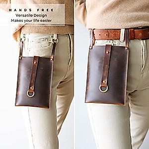 Small Crossover Leather Purse - Crossbody Cellphone Bag - Leather Hip Bag - Mobile Phone Bag for Women - Purse Italian Leather - with Credit Card Holder