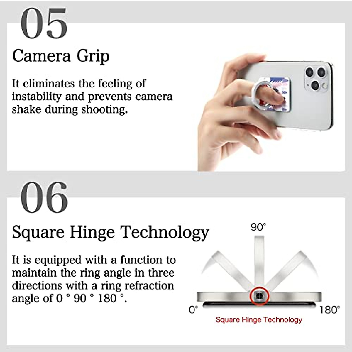 BUNKER RING Mirror, Cell Phone Ring Grip Stand with Mirror, 360°Rotation Metal Ring, Comes with Dedicated Holder, Compatible with Most Smartphones (Blush Gold), BKRMR-HOLS